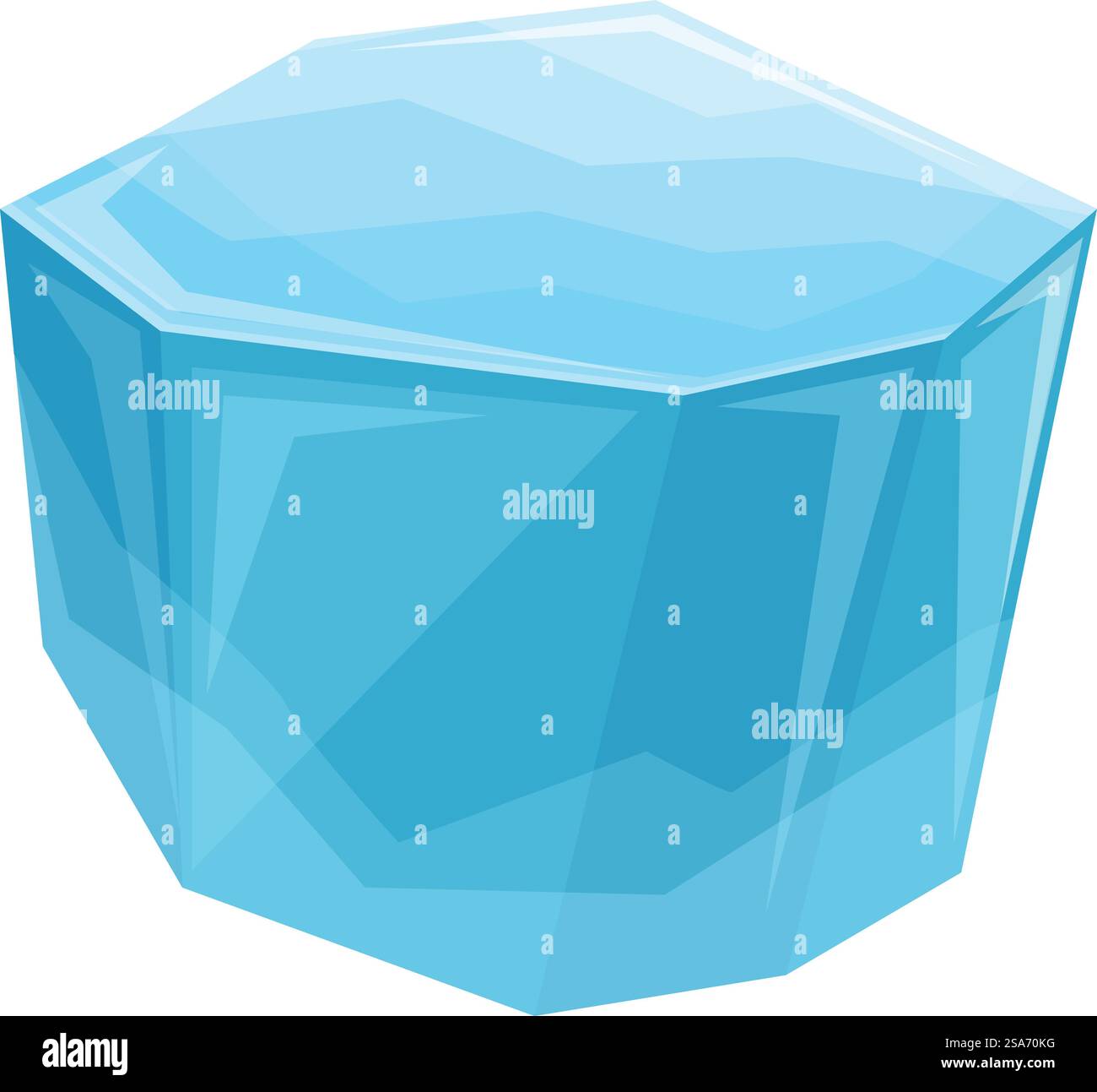 Large, blue ice cube is melting, its smooth surface reflecting the ...