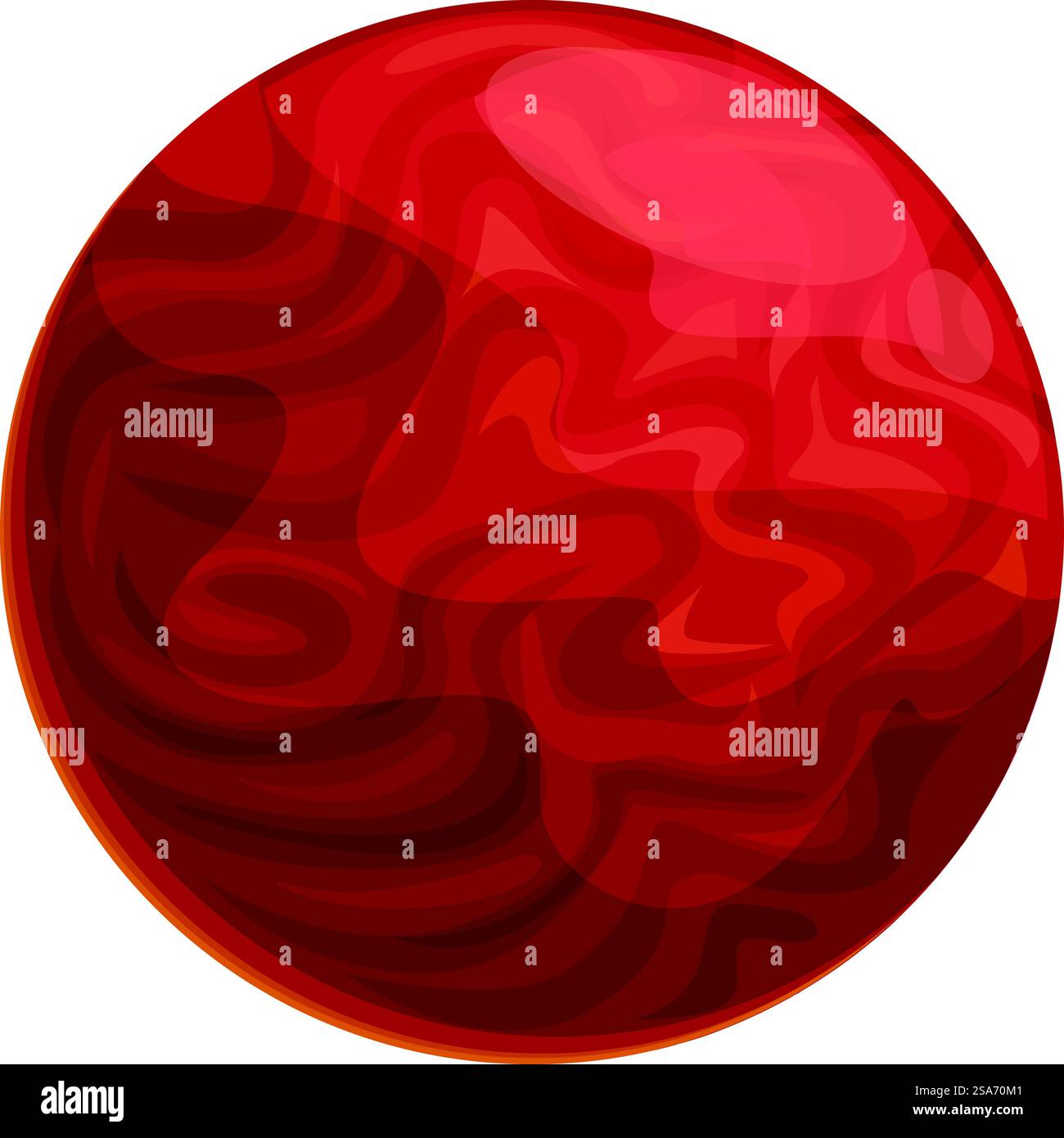 Red planet with a solid surface covered with craters formed by asteroid ...