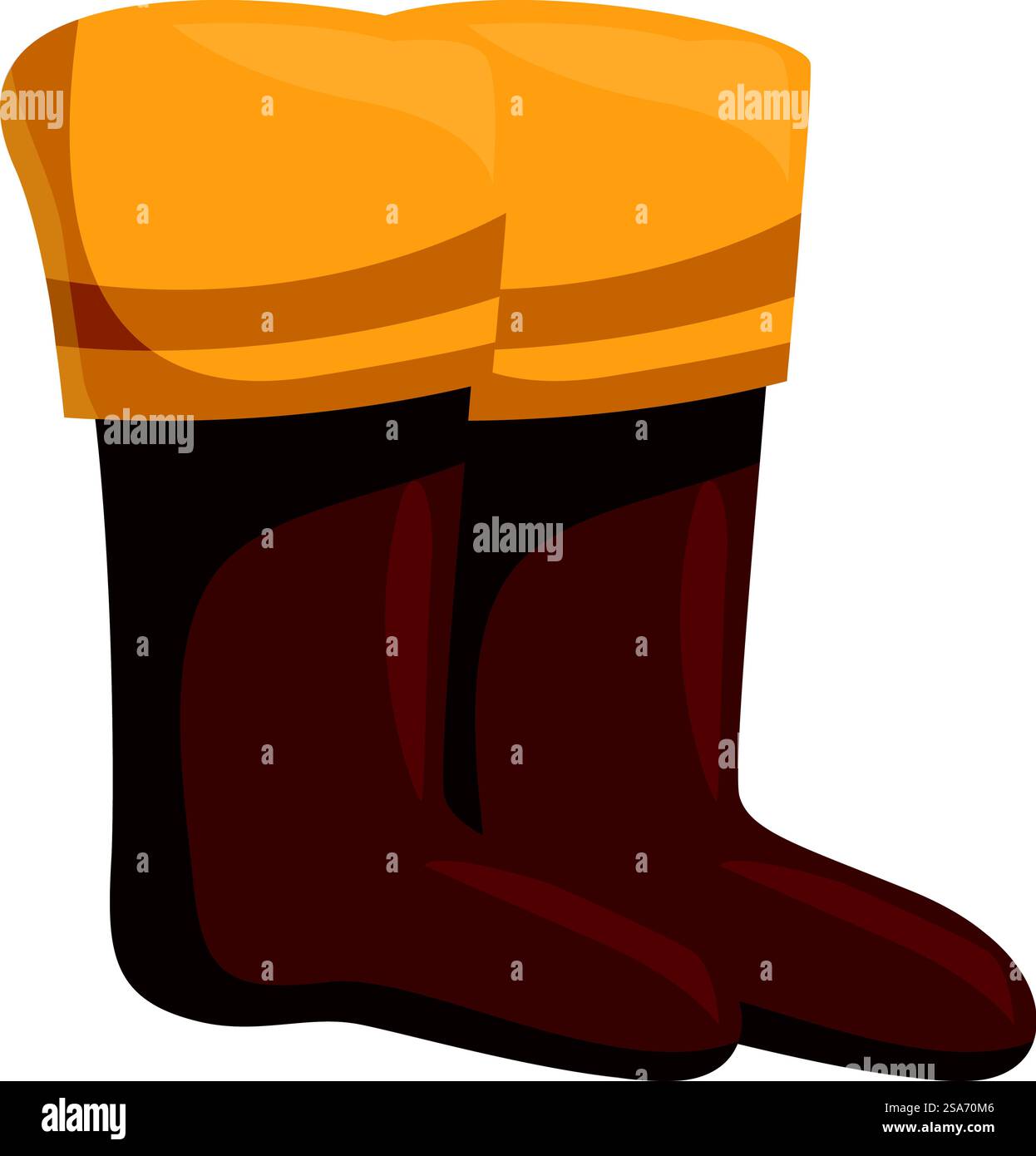 Brown waterproof boots with yellow top, keeping feet dry and ...