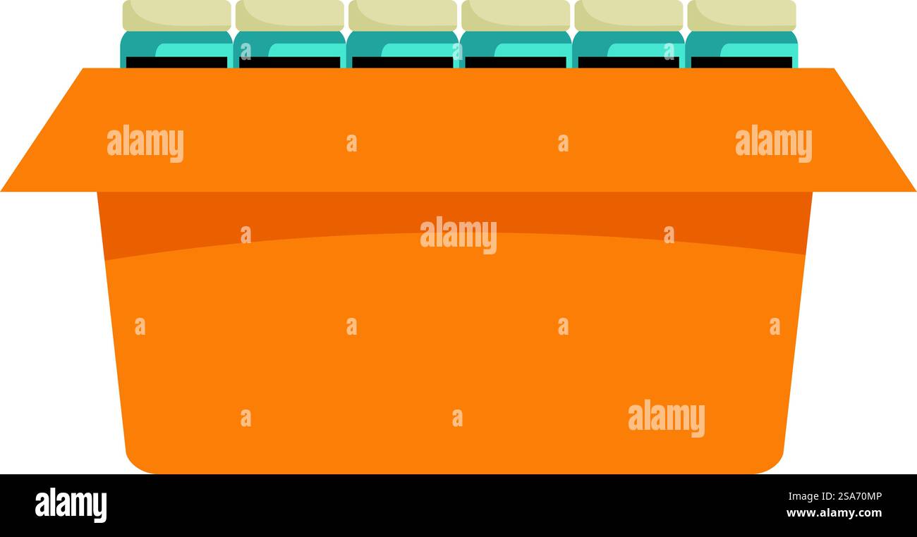 Open cardboard box full of glass jars with white lids hi-res stock ...