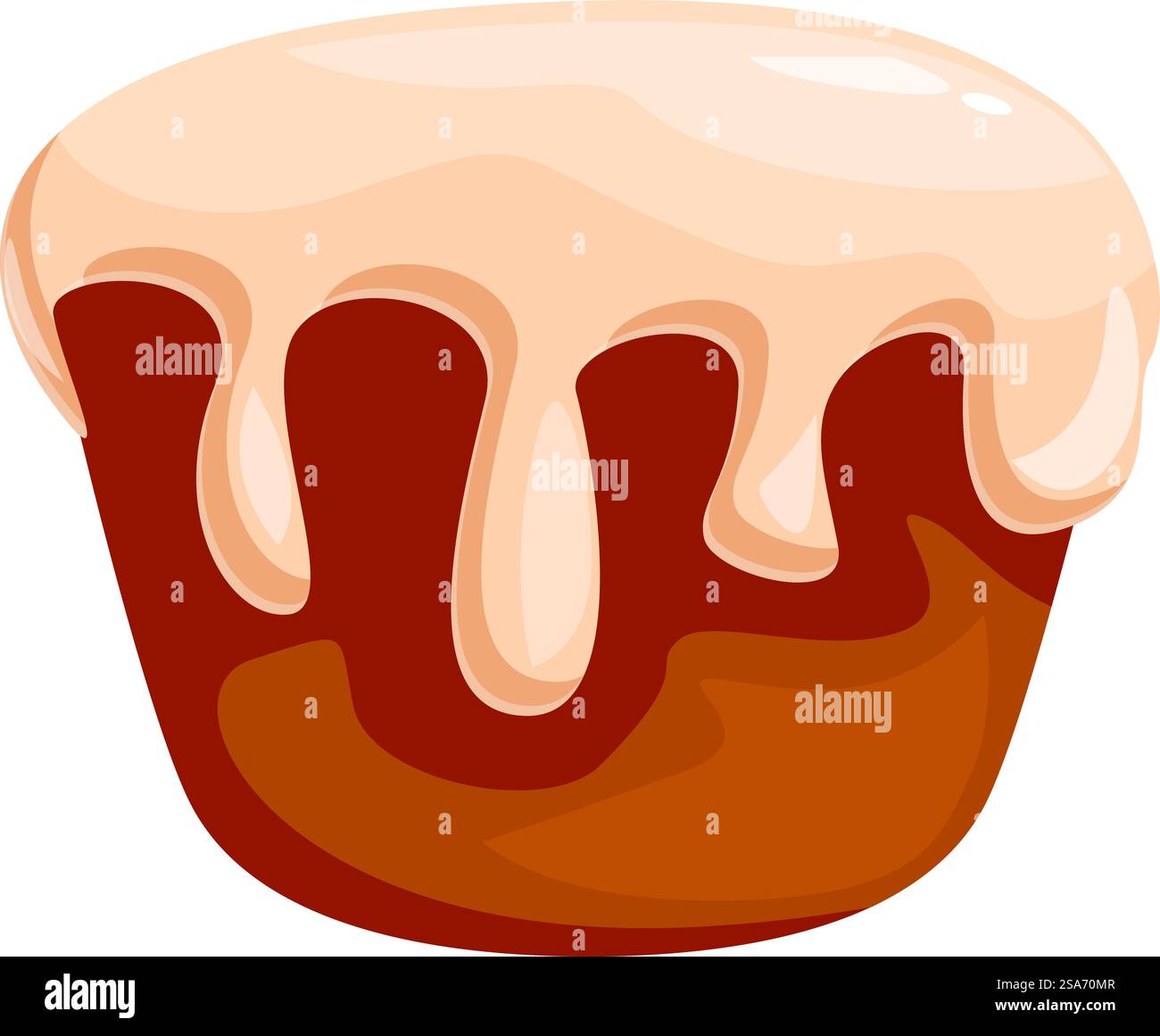 Freshly baked cupcake with smooth icing dripping down its sides ...