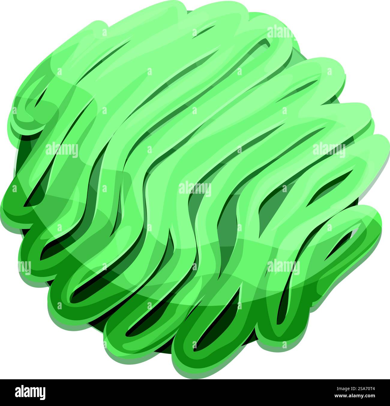 Green bacteria virus forming a sphere shape with wavy stripes on white ...