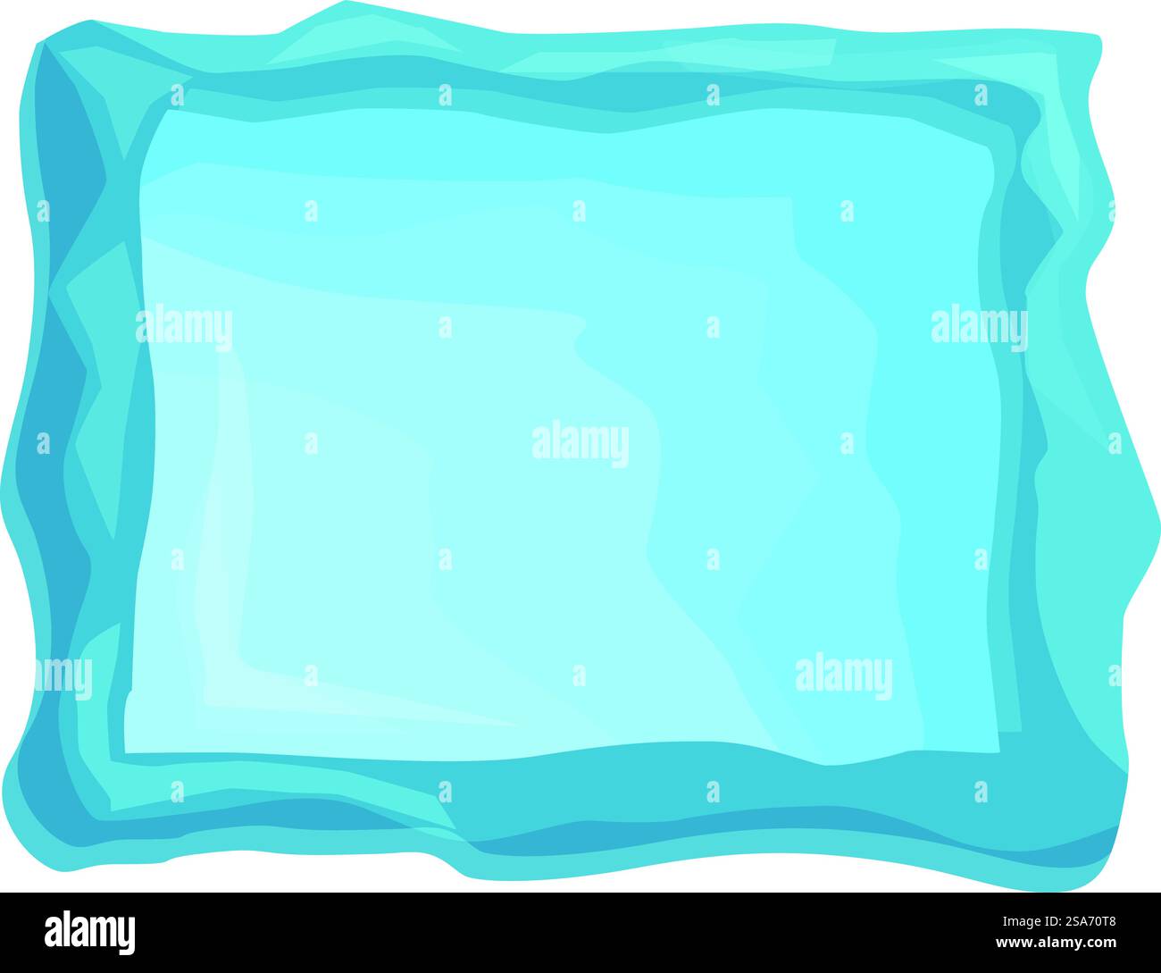 Cartoon style rectangular surface covered with ice or frozen water ...