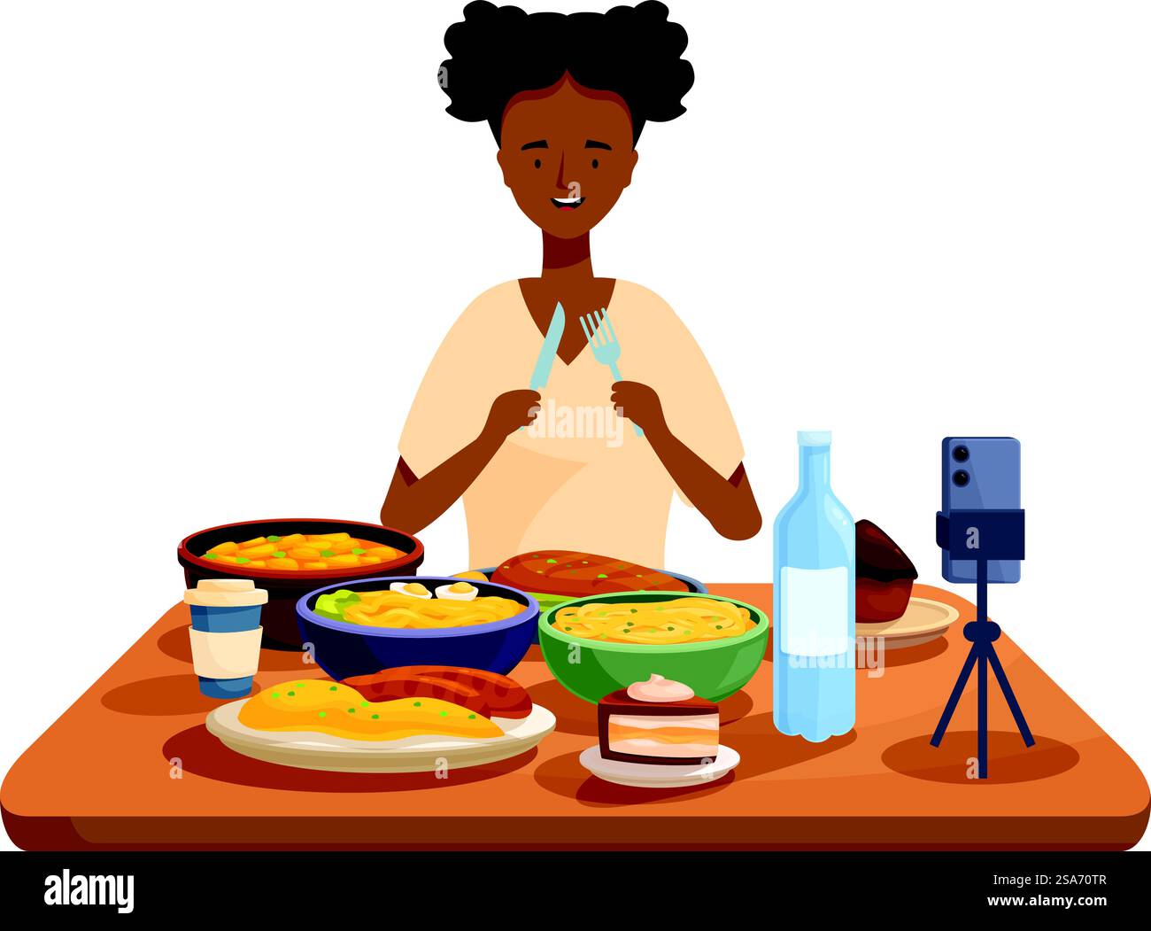 Woman recording healthy eating Stock Vector Images - Alamy