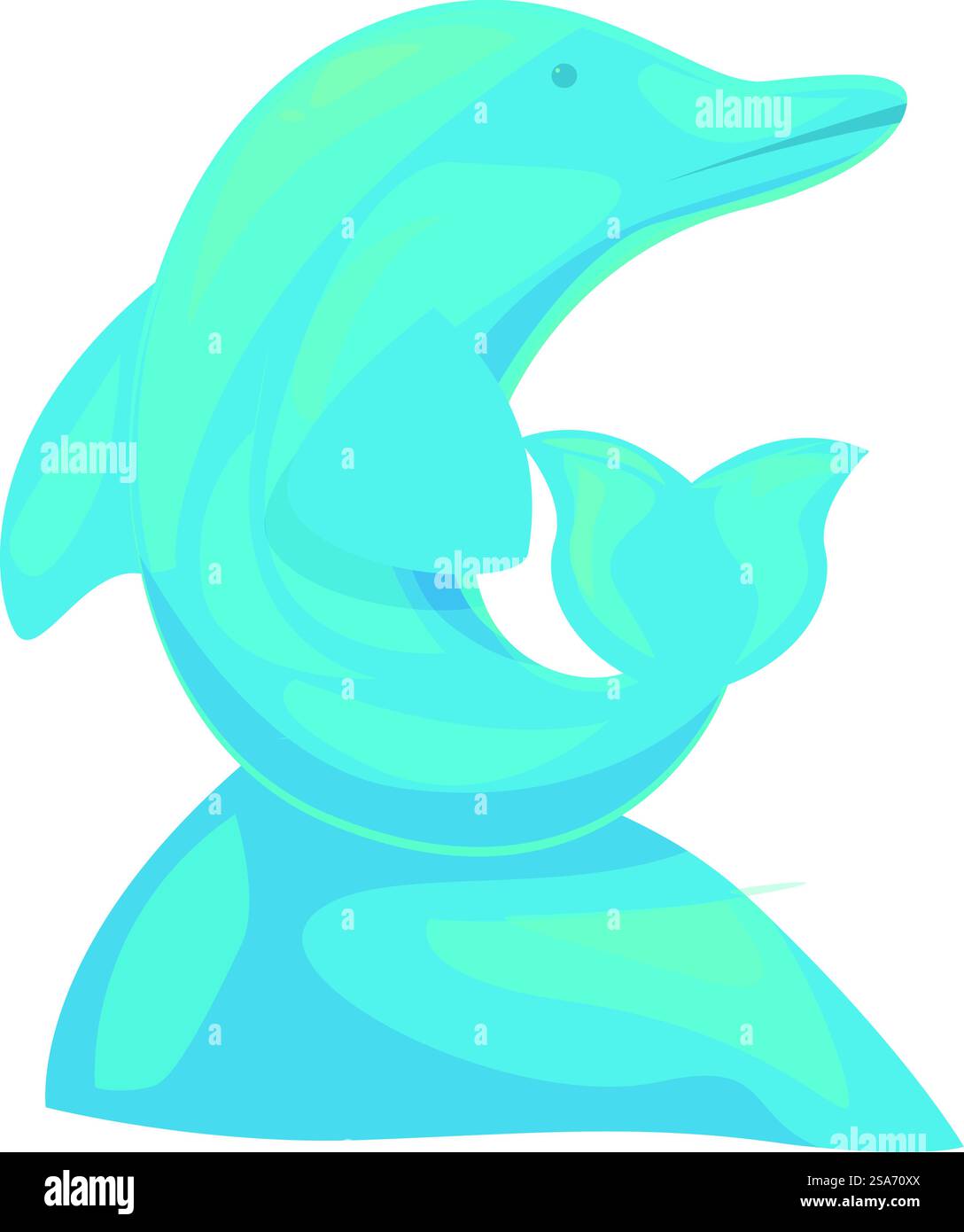 Blue dolphin jumping out of water splashing on white background. Blue ...