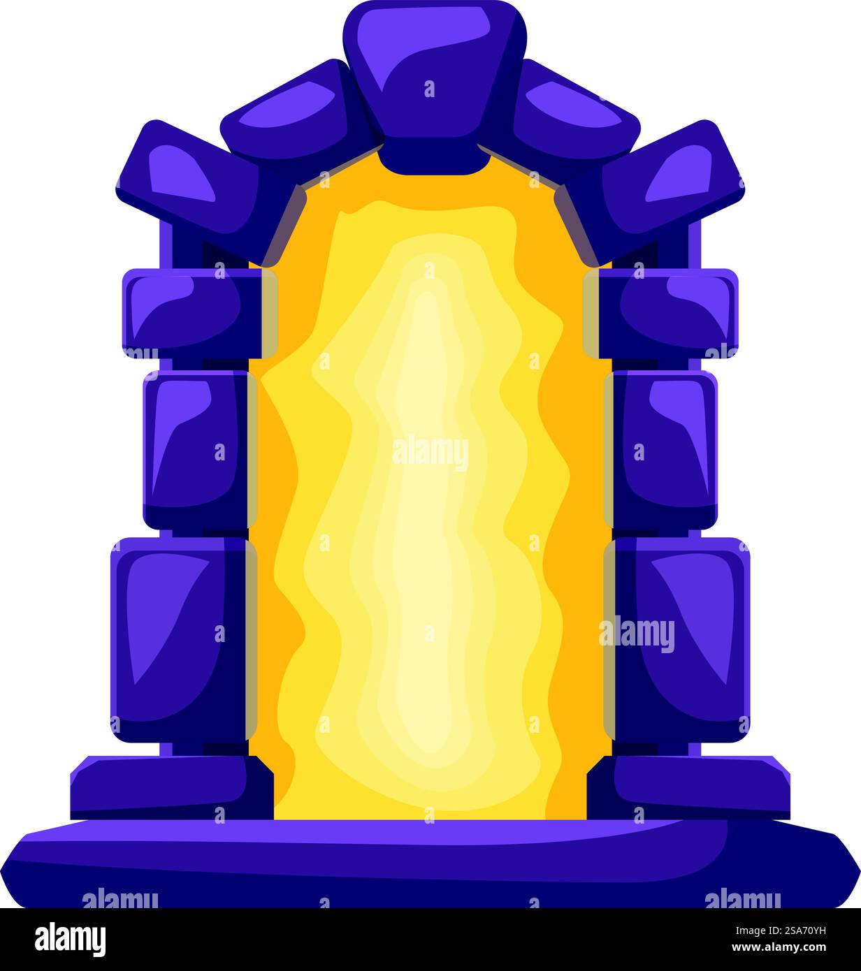 Cartoon illustration of an ancient stone archway glowing with magical ...