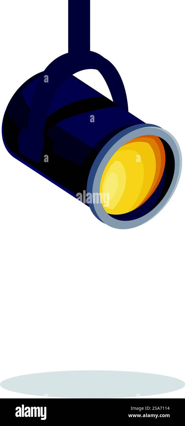 Professional studio light hanging up and giving warm yellow light. Big ...