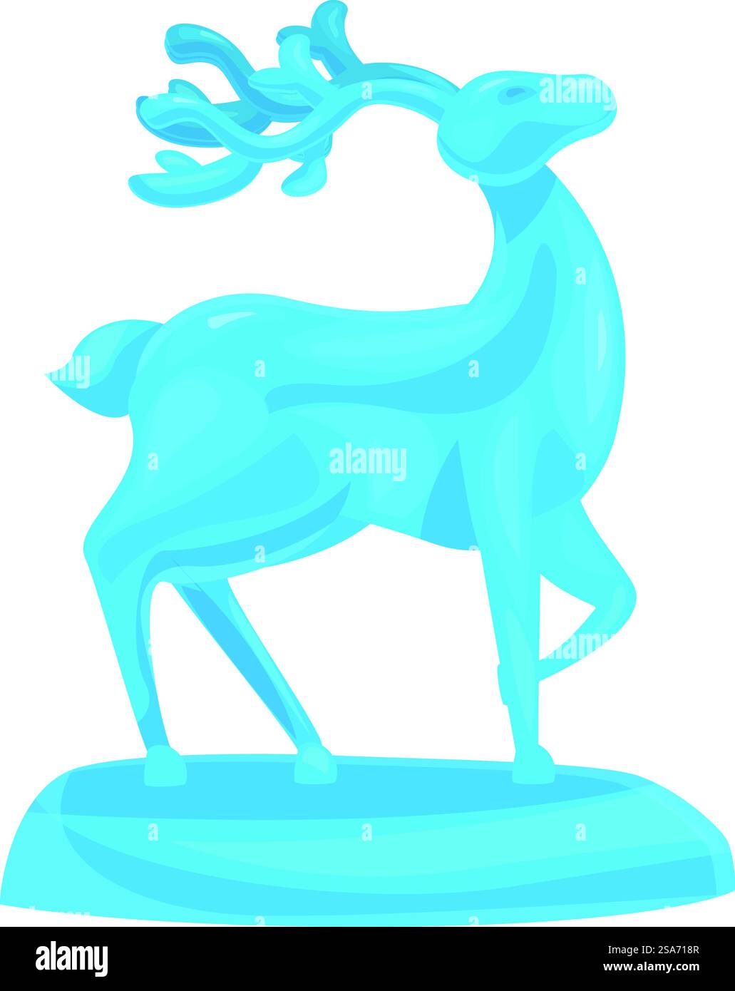Blue ice sculpture of a majestic deer standing on a pedestal, a ...