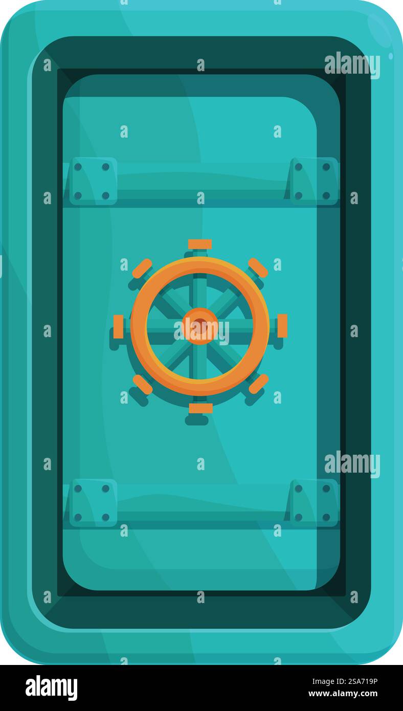 Large, heavy bank vault door is standing closed, providing security and ...