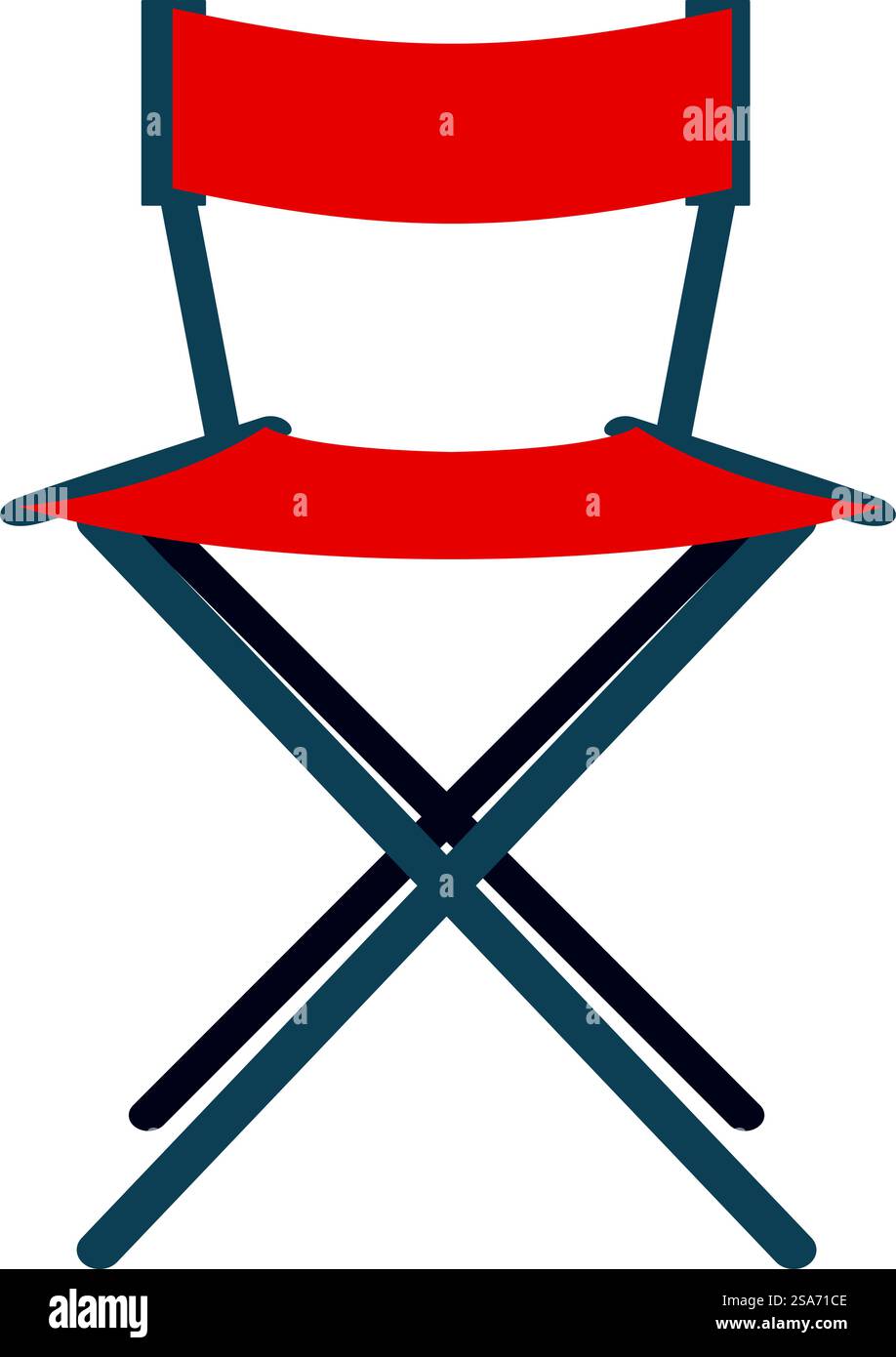 Red folding director chair standing on white background, front view ...