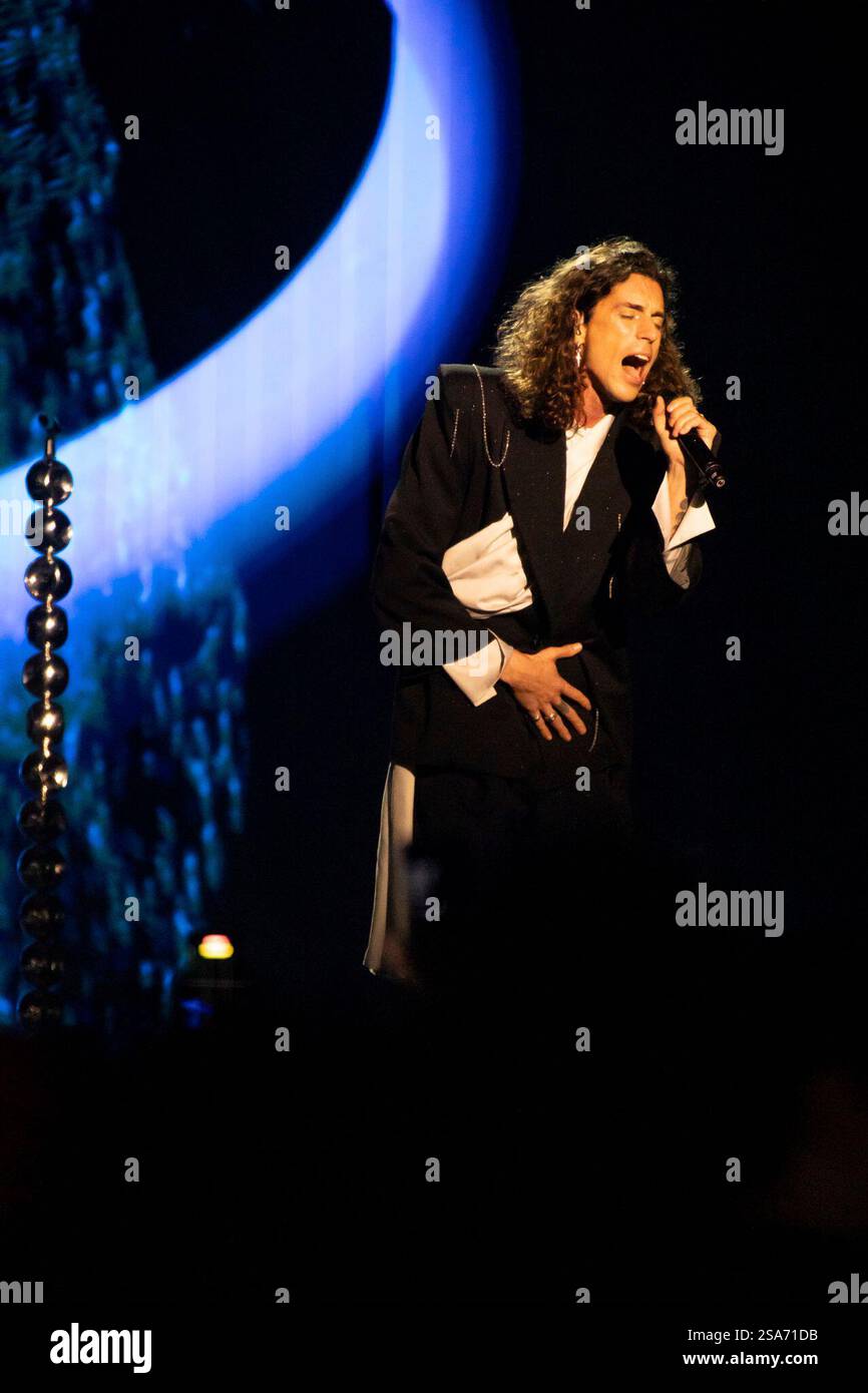 Singer Lucas Bun performs during the first semi-final of Benidorm Fest ...