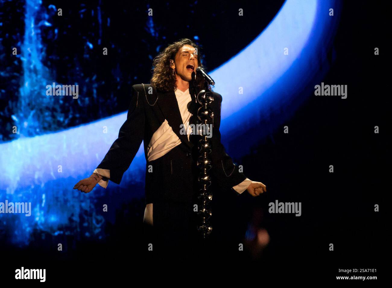 Singer Lucas Bun performs during the first semi-final of Benidorm Fest ...