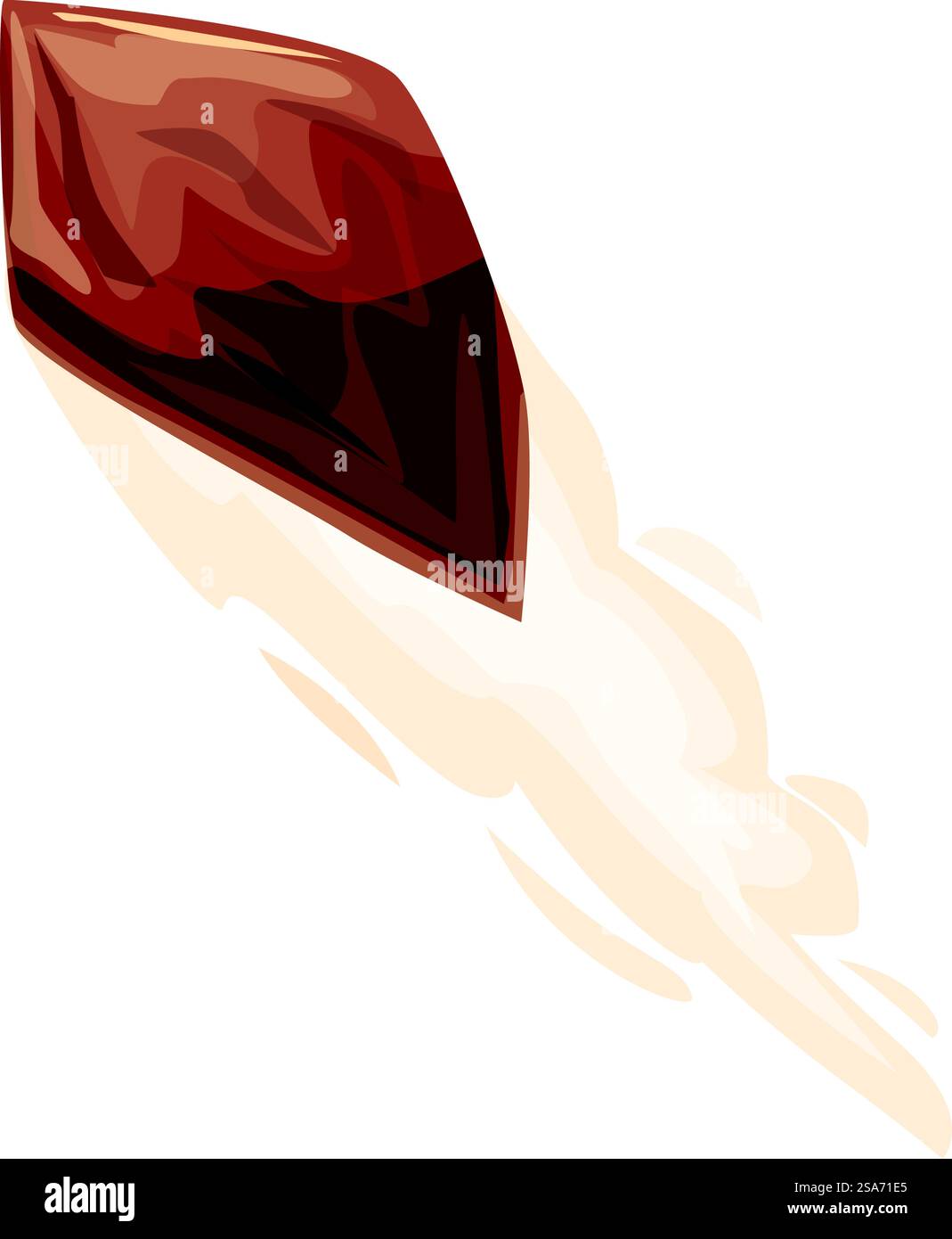 Brown gemstone flying and leaving a trail of dust behind, precious ...