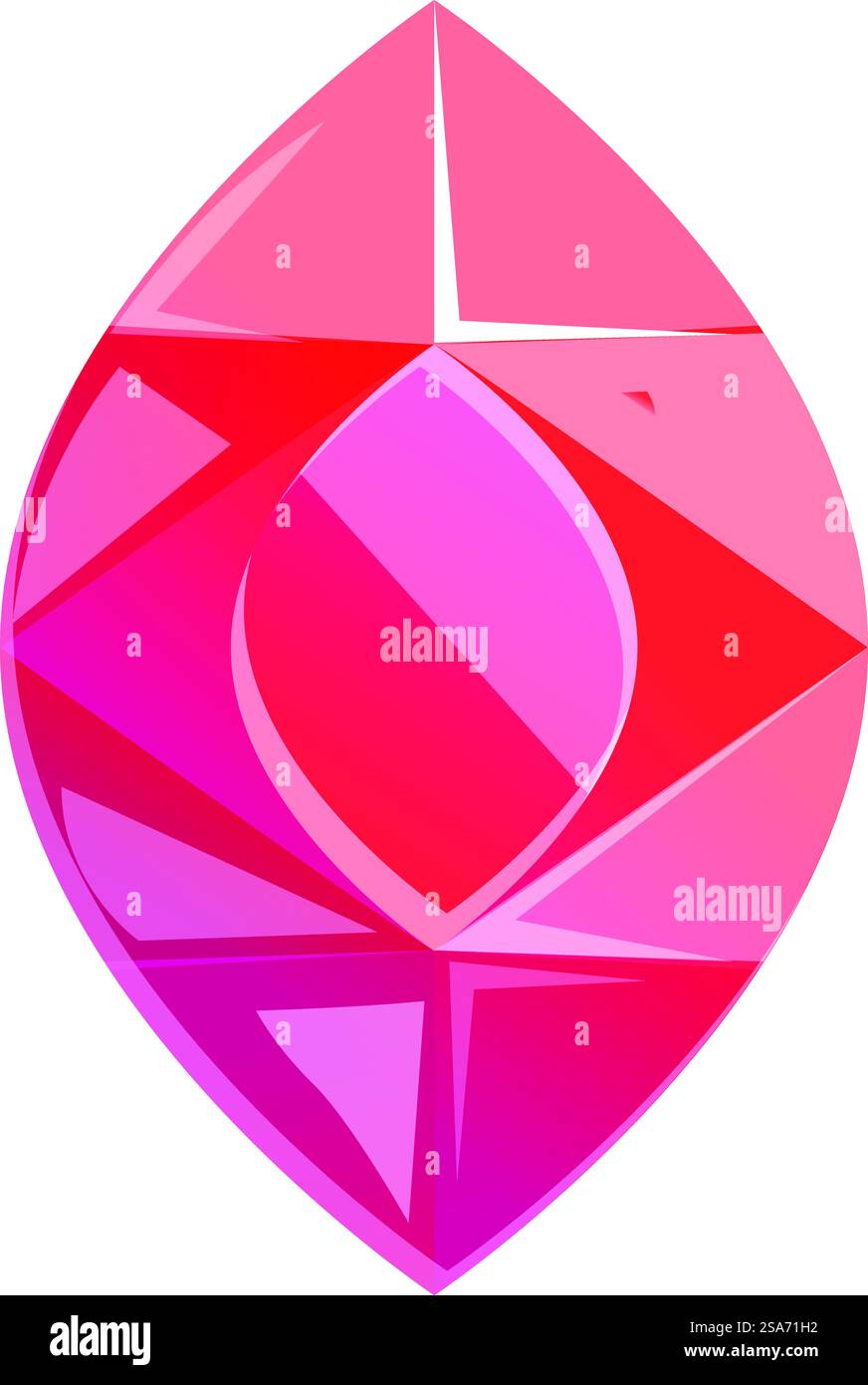 Pink gemstone with light reflections is sparkling and shining on white ...