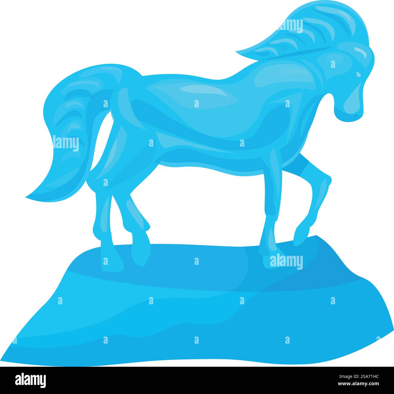 Blue horse statue standing on a stone pedestal, representing strength ...