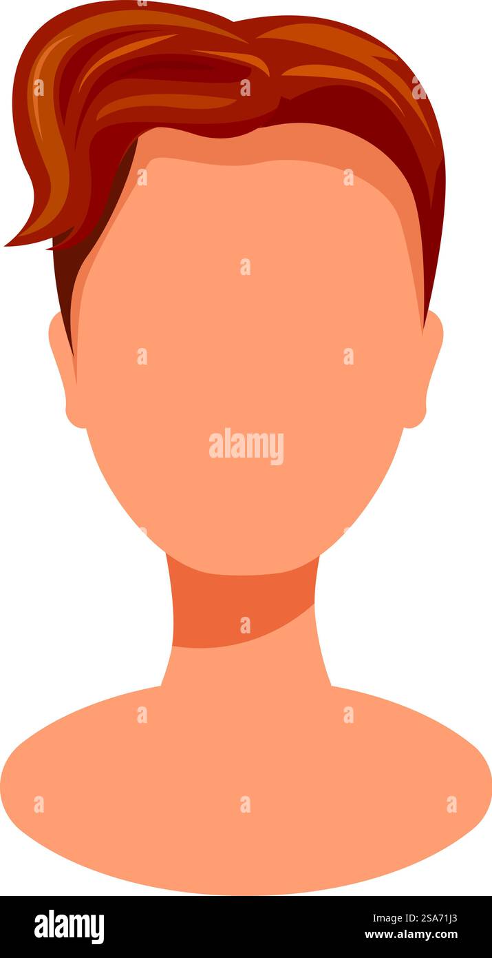 Faceless male character with trendy short haircut posing on white ...