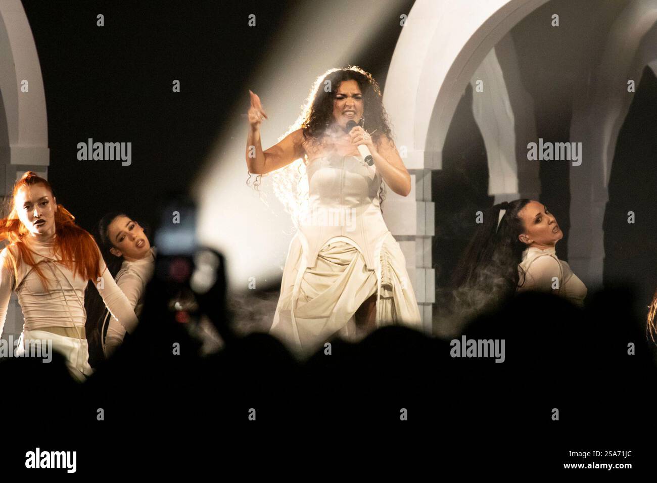Singer Lachispa performs during the first semi-final of Benidorm Fest ...