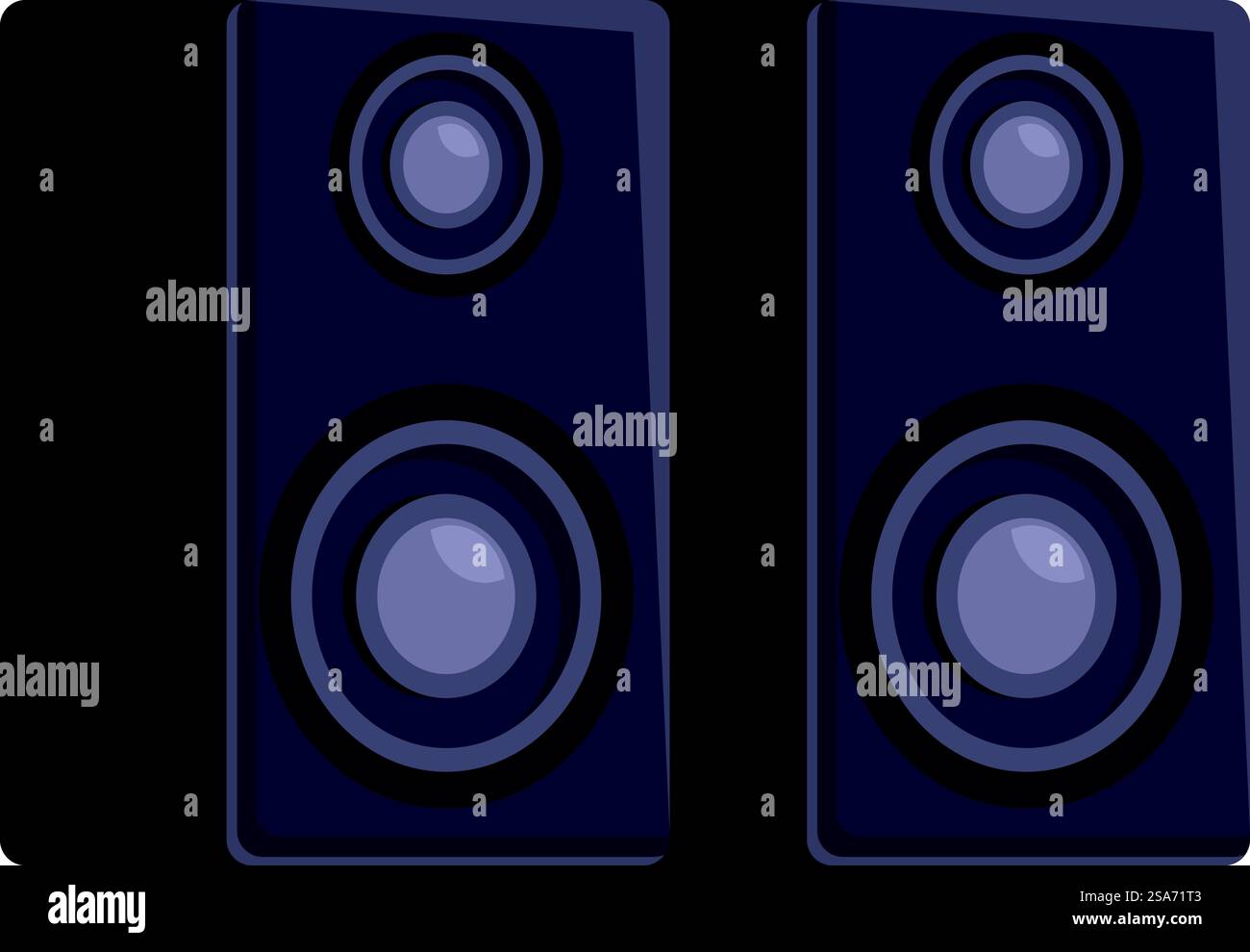 Two gray speakers are standing side by side, playing loud music. Modern ...