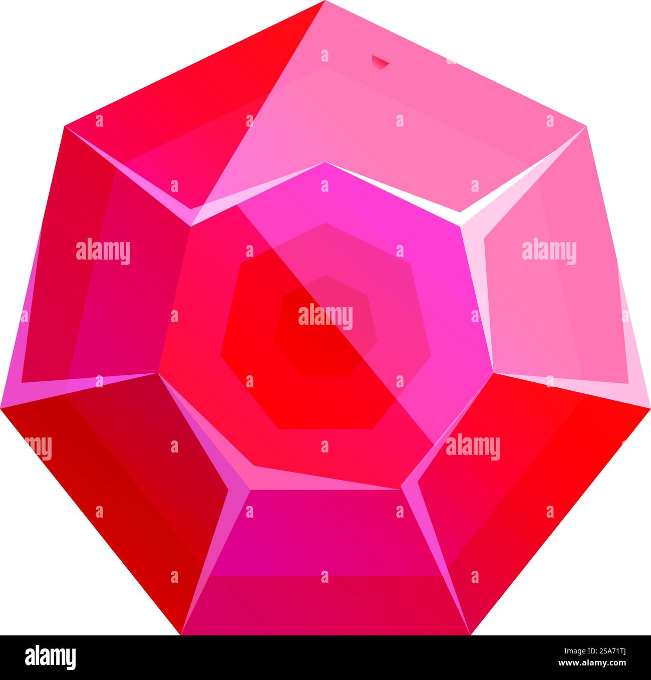 Red gemstone shining with bright vivid facets on white background. Red ...