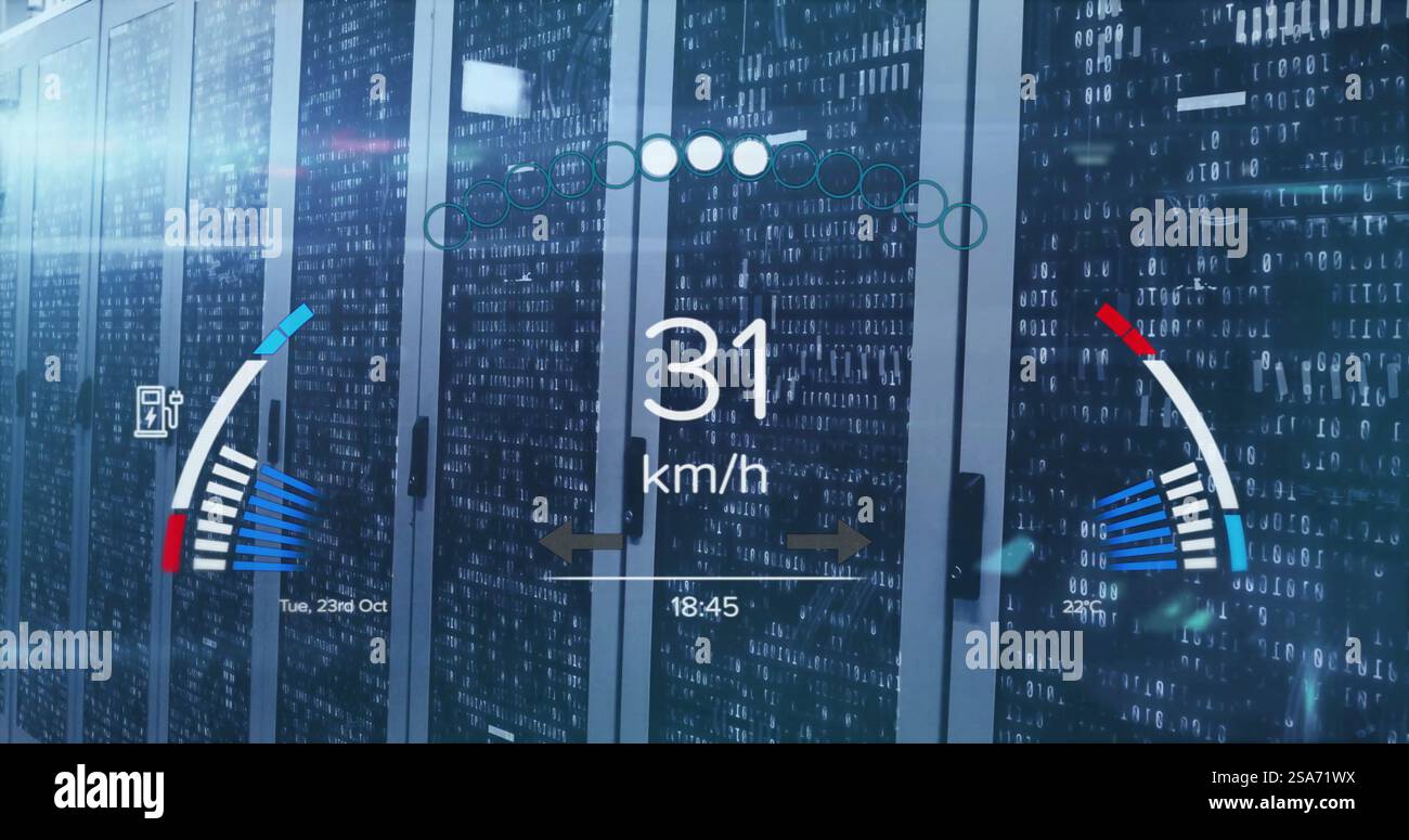 Image of car panel over server room Stock Photo - Alamy