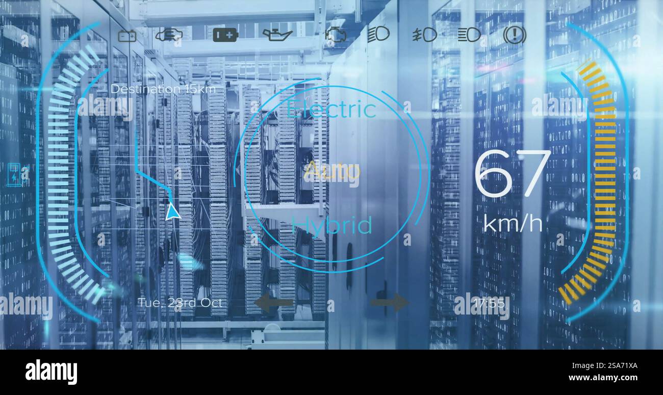 Image of car panel over server room Stock Photo - Alamy