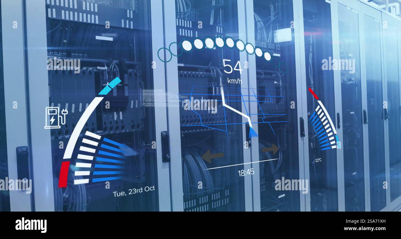 Image of car panel over server room Stock Photo - Alamy