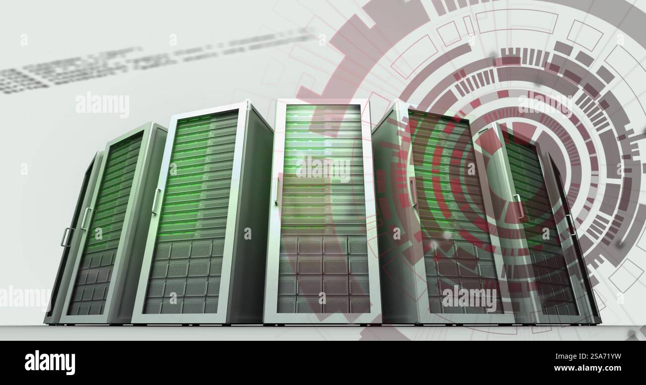 Image of data processing and scope scanning over servers Stock Photo ...