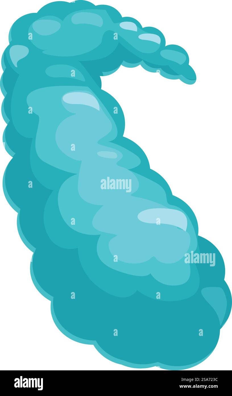 Cartoon smoke cloud swirling in a whimsical shape is isolated on a ...