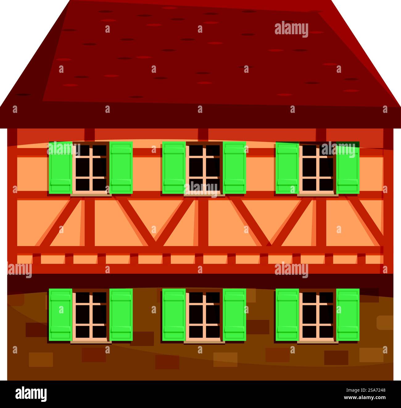 Traditional german or alsace half timbered house standing on a white ...