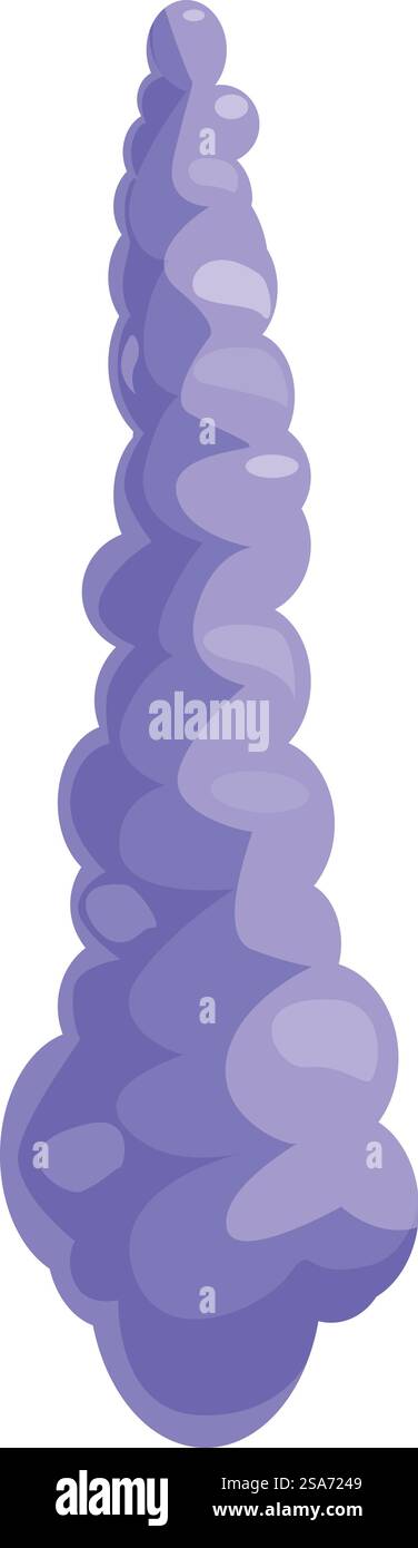Cartoon style illustration of a purple chemical slime flowing down ...