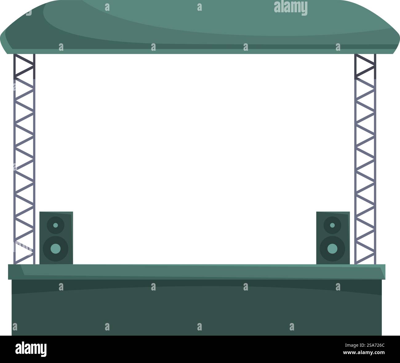 Empty outdoor concert stage is waiting for a band to perform for a huge ...