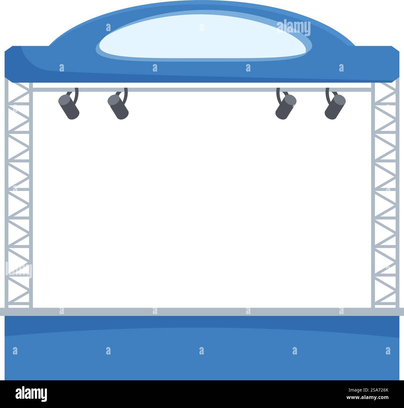 Empty outdoor stage with spotlights is waiting for a concert to start ...