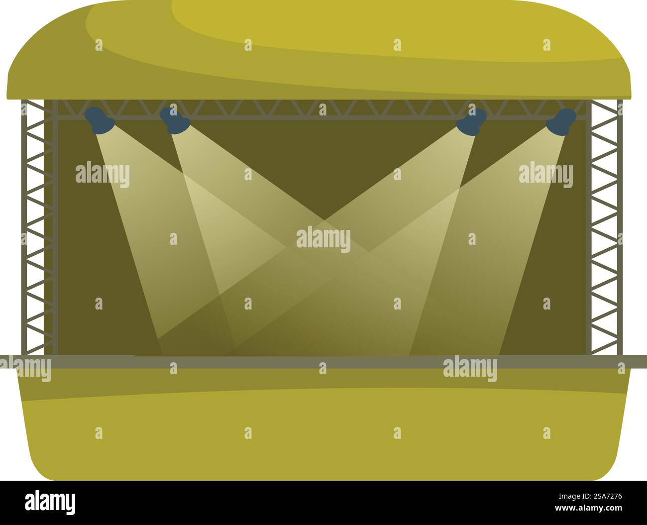 Illustration featuring an empty outdoor concert stage lighting up at ...