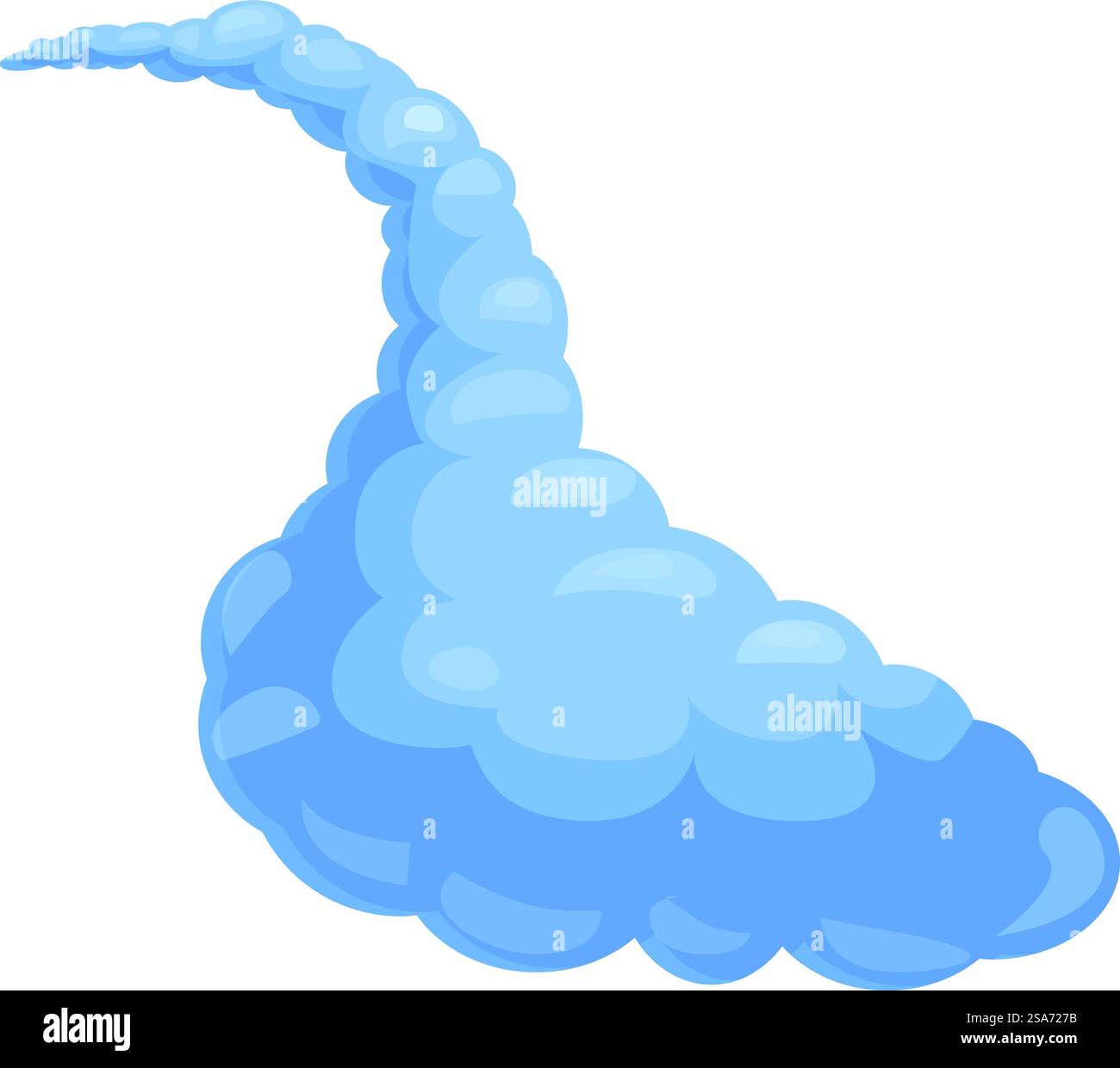 Cartoon style illustration of a blue smoke cloud forming a trail. Blue ...