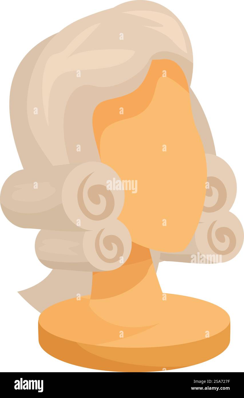 Judge wig is standing on a wooden bust, bringing a concept of justice ...