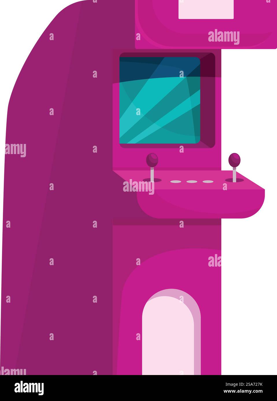 Classic arcade game is waiting for a player to push the buttons. Pink ...