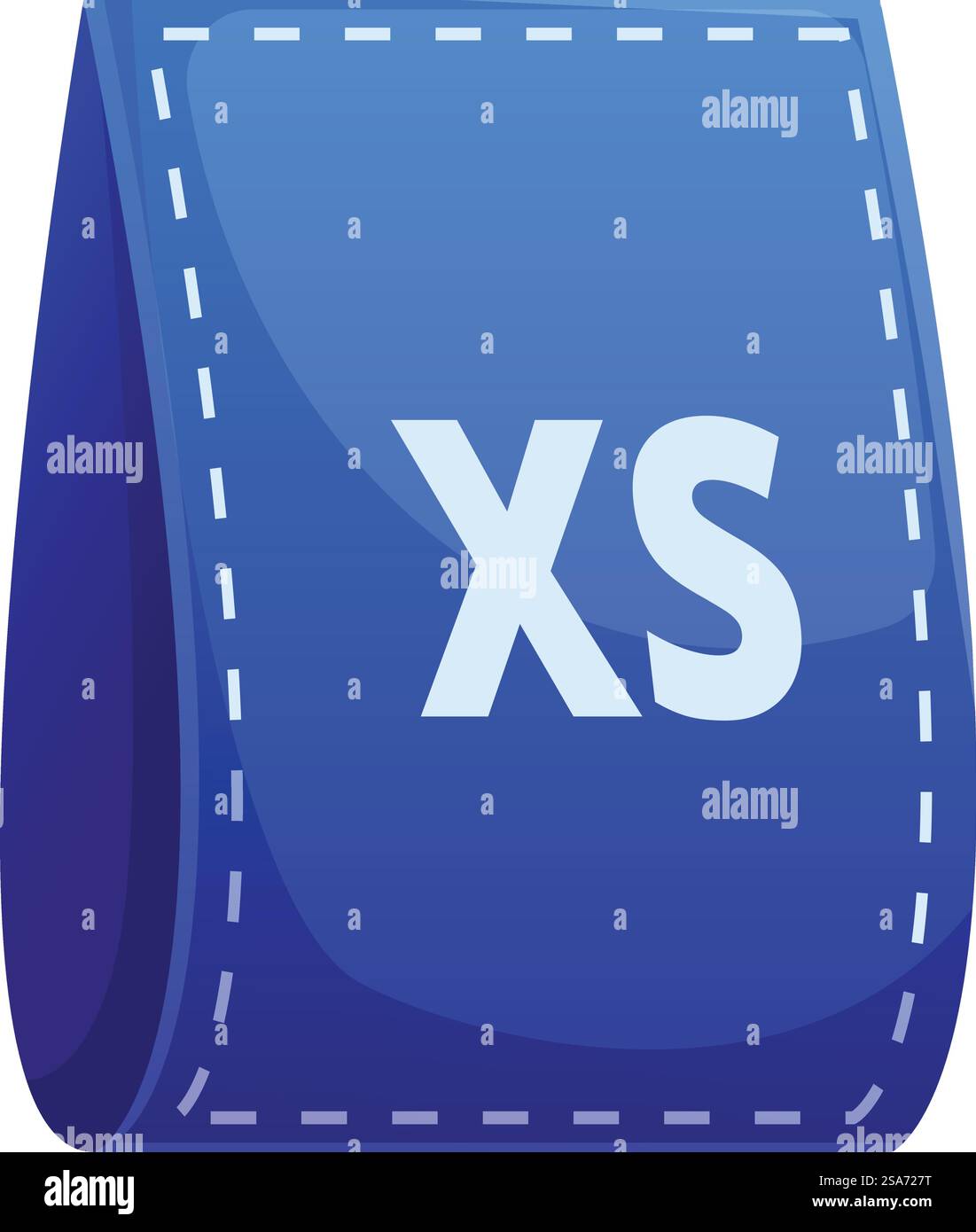 Blue clothing tag showing extra small size for retail industry. Blue ...