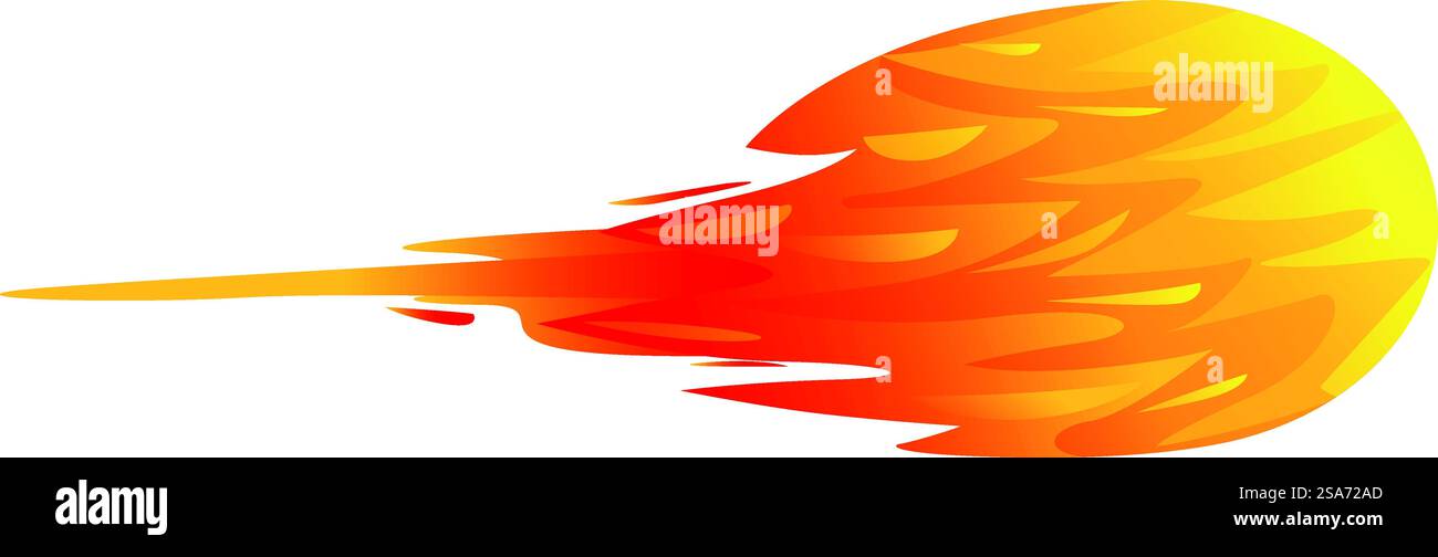 Cartoon illustration of a fireball flying through the air leaving a ...