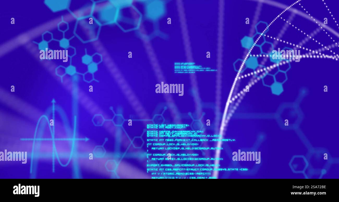 Image of dna and data processing over blue background Stock Photo - Alamy