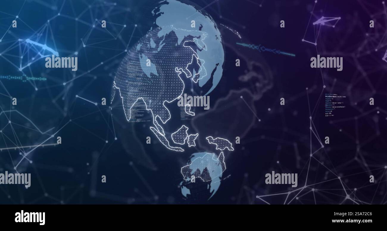 Image of data processing and diagrams over globes Stock Photo - Alamy