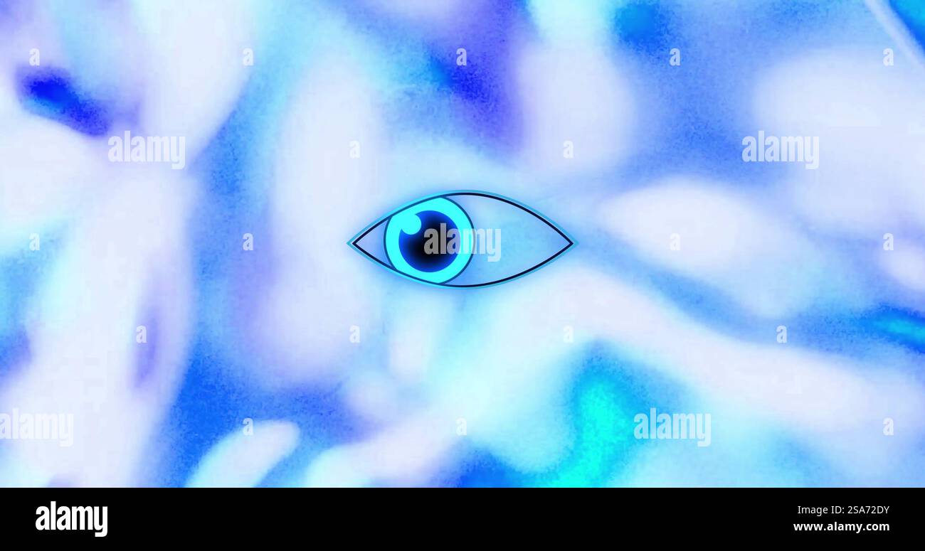Image of eye icon over blue moving background Stock Photo - Alamy
