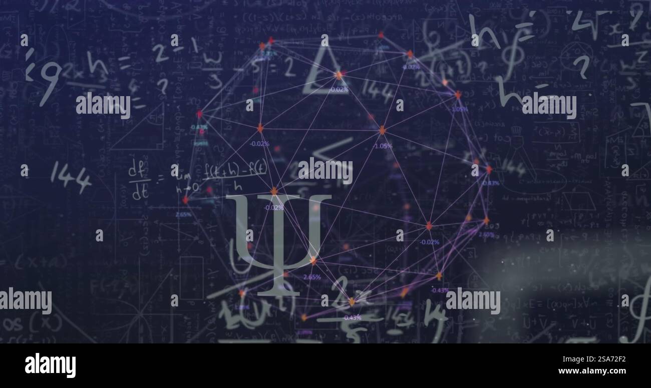 Image of mathematical data processing over globe with connections Stock ...