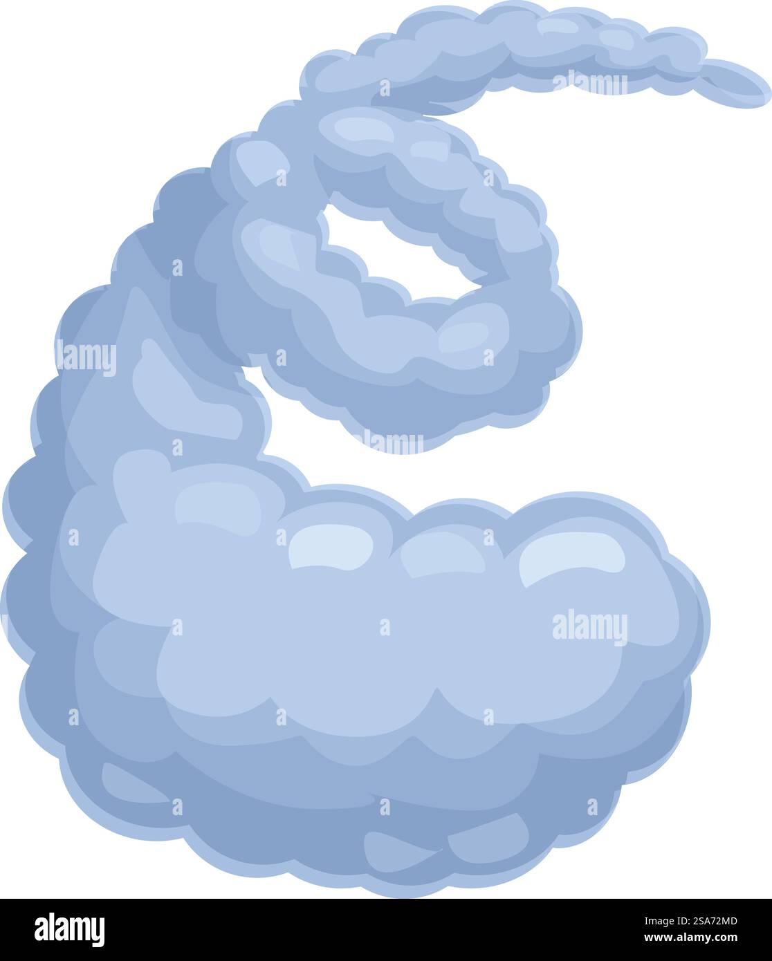 Cartoon smoke cloud is drawn in a funny, simple and iconic style ...