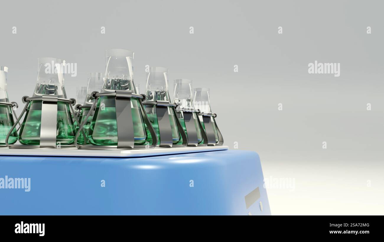 3d rendering of laboratory orbital shaker accommodate multiple flasks ...