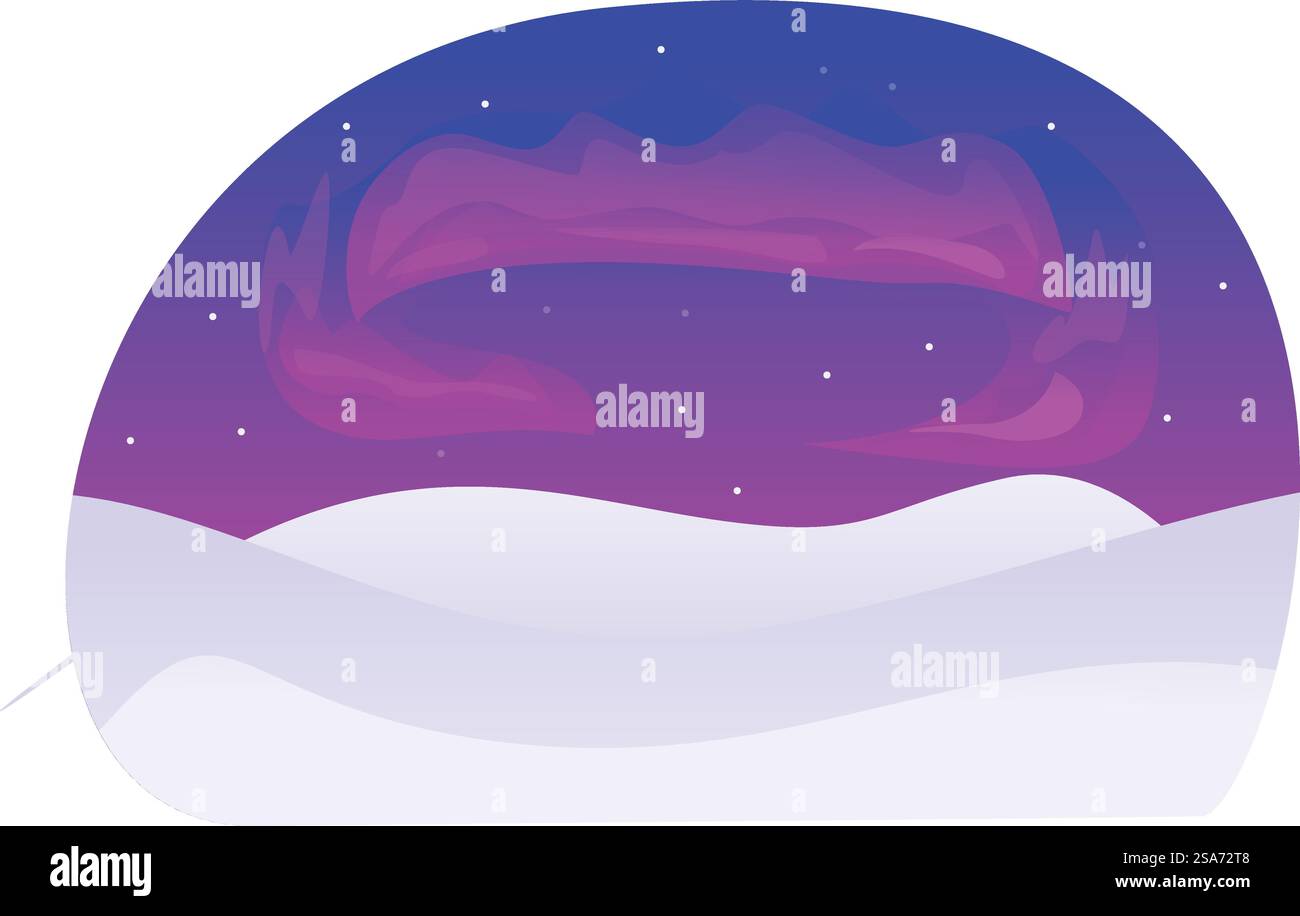 Vivid illustration featuring aurora borealis illuminating a snowy ...
