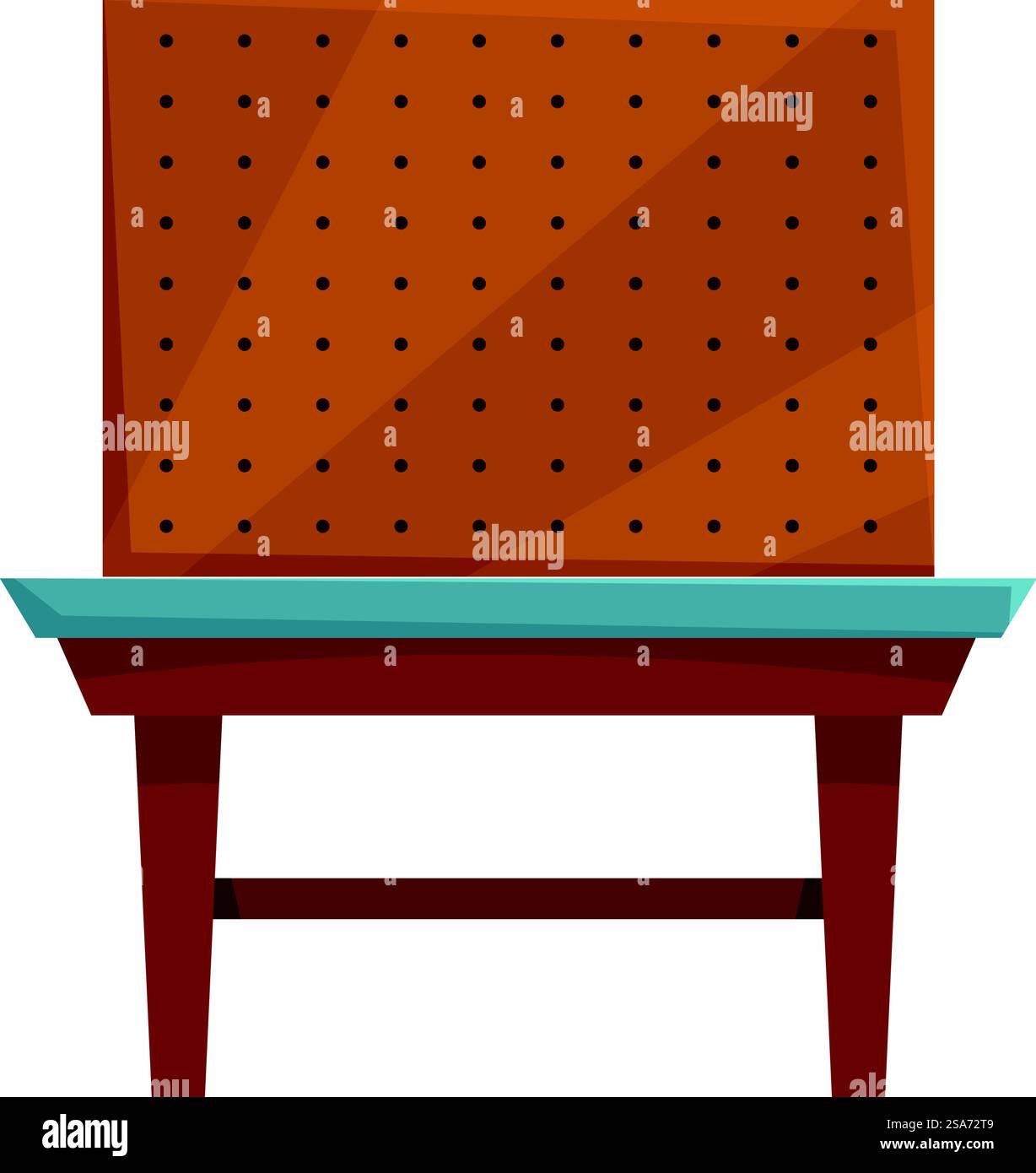 Wooden pegboard stand with metal top for displaying products in a store ...