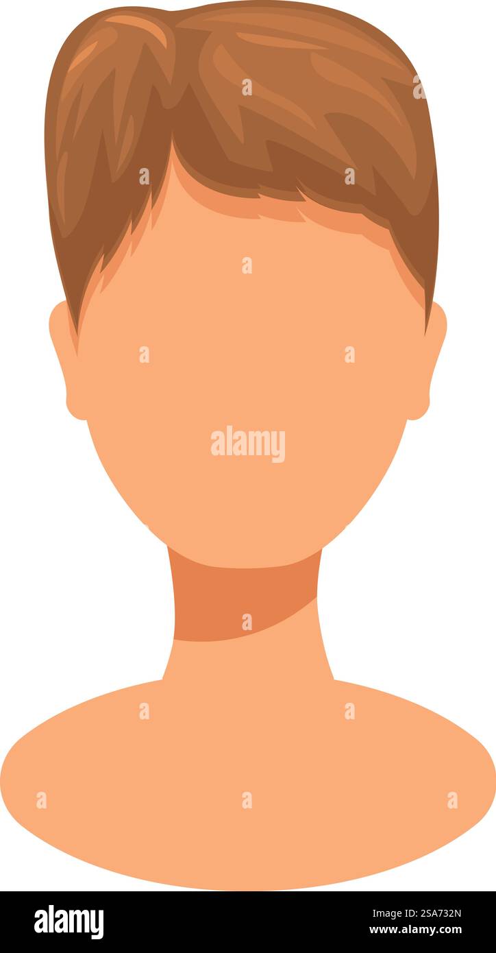 Faceless male character bust with brown hair, avatar, user, profile ...