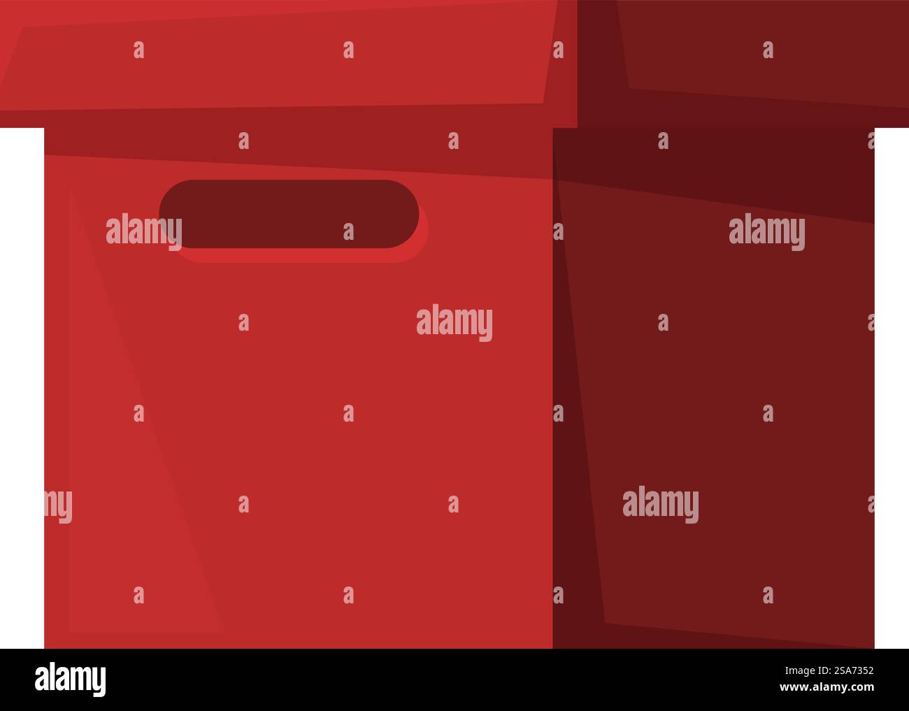 Illustration featuring a red cardboard box with a handle cut out on its ...