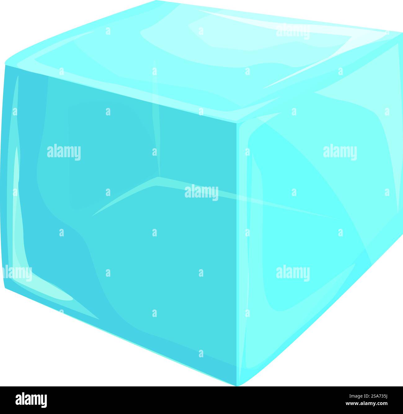 Single blue ice cube is freezing, making a cold square shape. Single ...