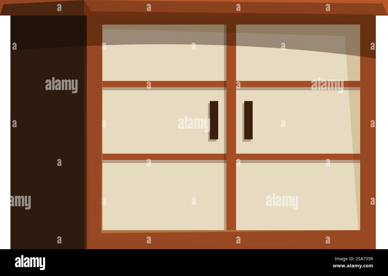 Simple wooden cabinet with sliding doors standing on the floor hi-res ...